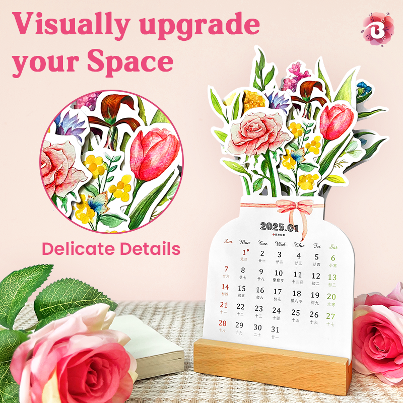 Buy 3 Get 2 Free🌷📅2025 Bloomy Flowers Desk Calendar – aimtoyou
